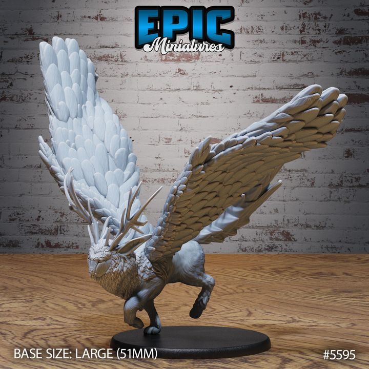 3D Printable Peryton Beast Attack / Giant Eagle Stag Hybrid / Flying Magical Creature / Winged ...